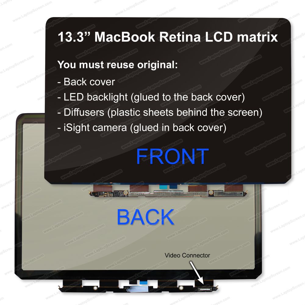 Screen for Apple MACBOOK PRO 13 A1425 (2012). Replacement Laptop LCD Screen